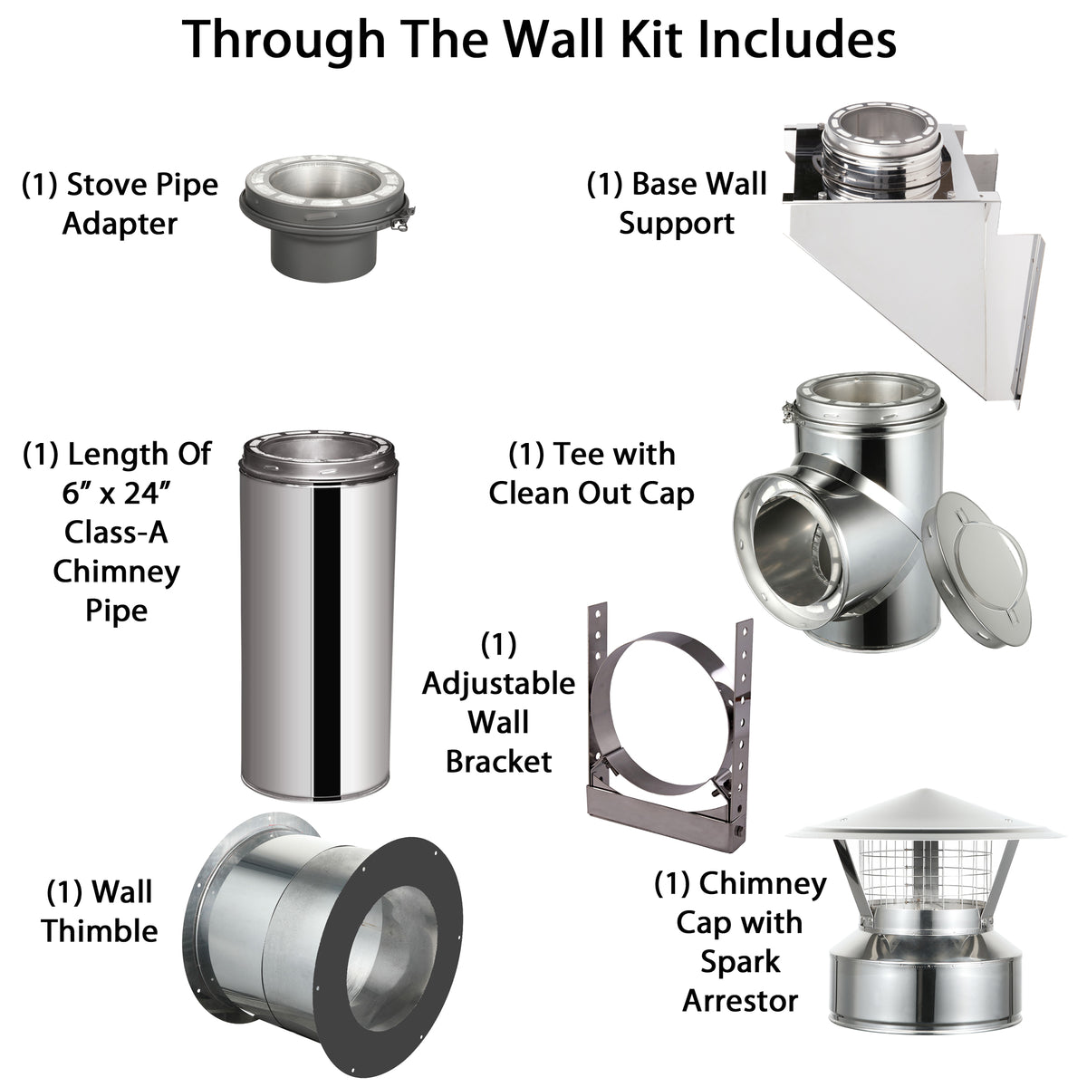 Through The Wall Kit for 8" Inner Diameter Chimney Pipe – AllFuel HST